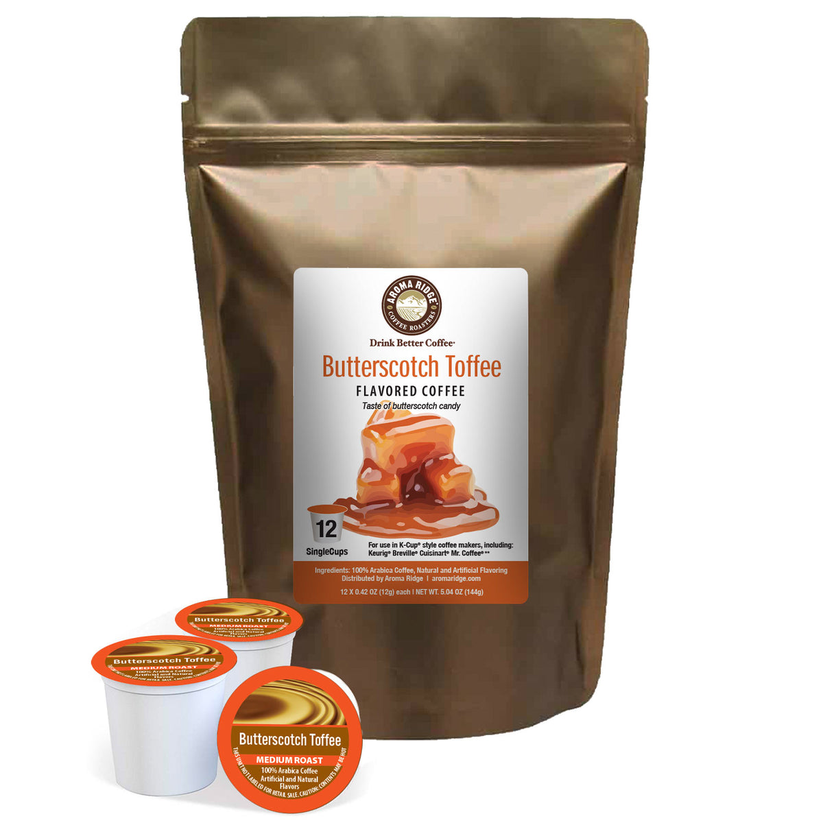 Butterscotch Toffee Flavored Coffee, Single-Serve Pods 12 ct Medium Ro